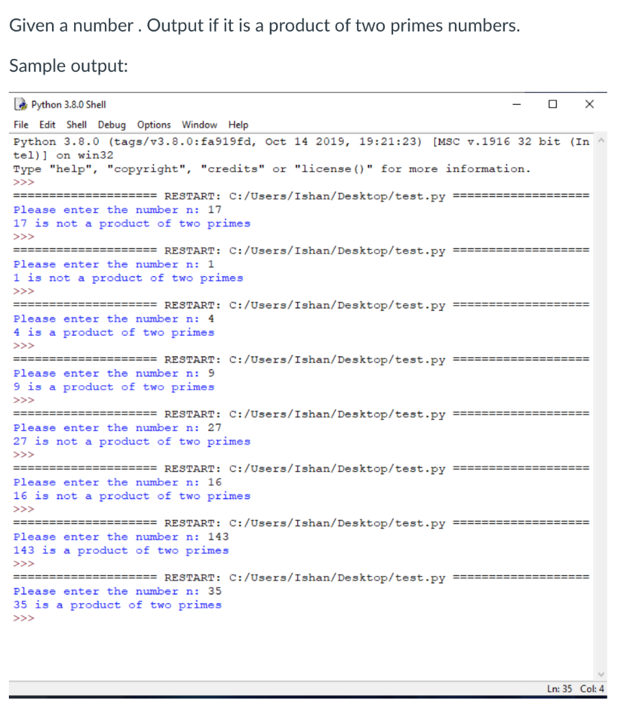 Solved Given A Number Output If It Is A Product Of Two 