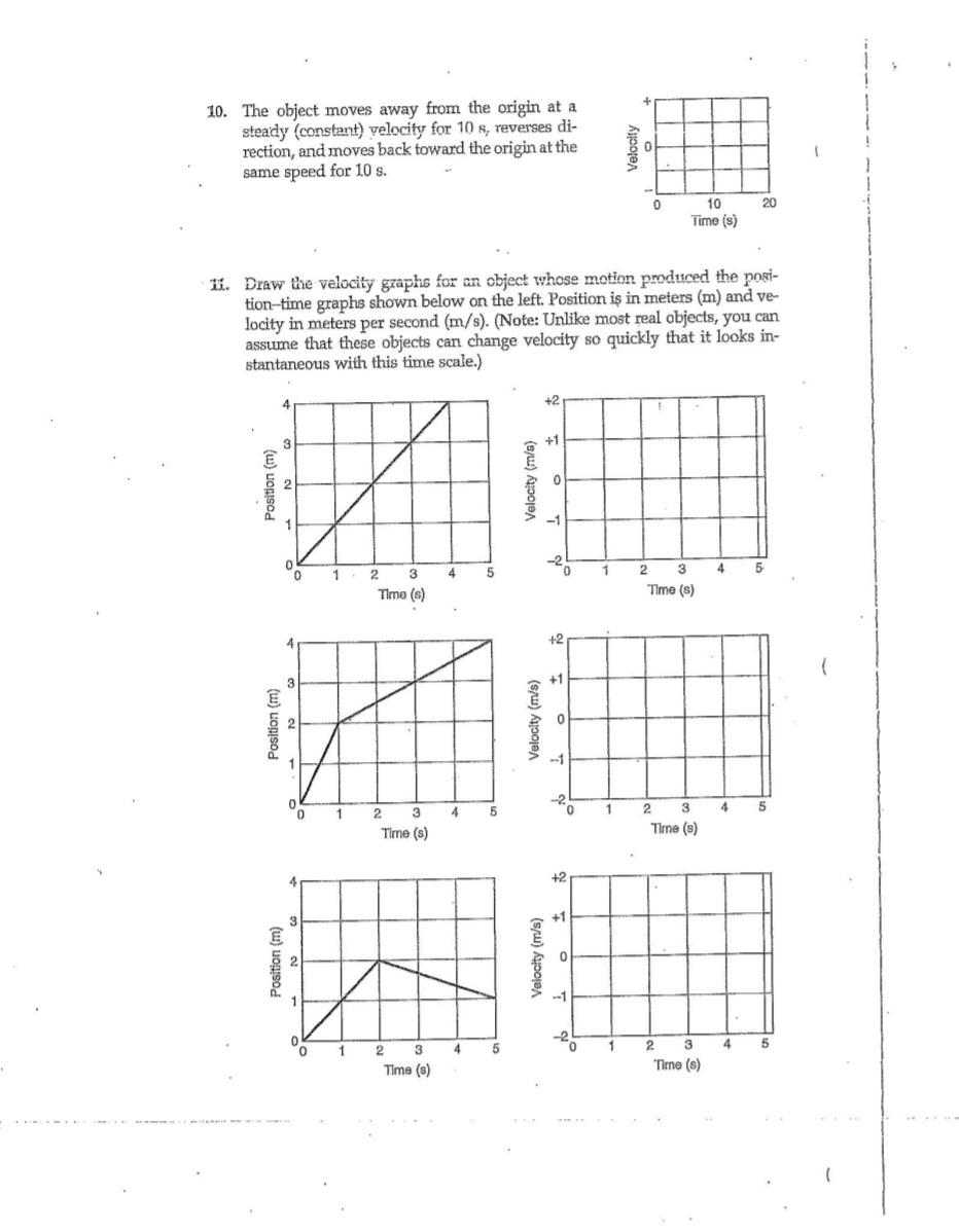 Solved 10 The Object Moves Away From The Origin At A Steady