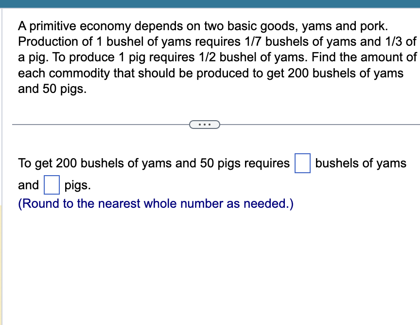 Solved A primitive economy depends on two basic goods, yams | Chegg.com