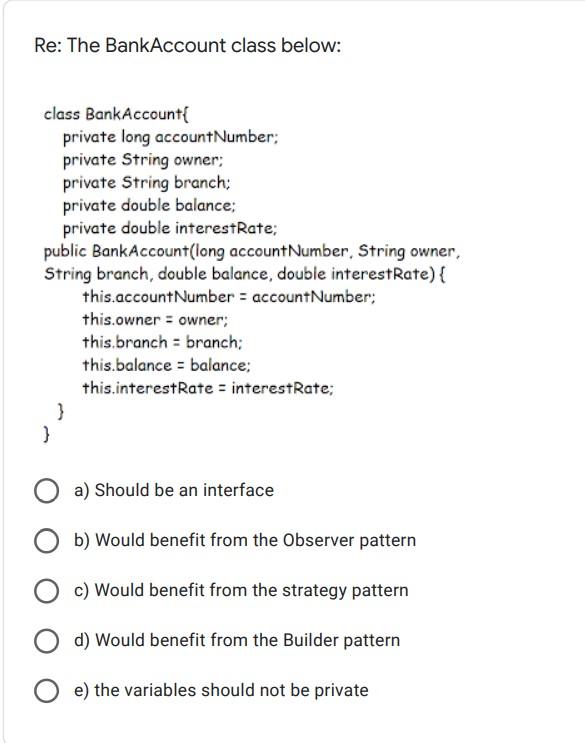 Solved Re: The BankAccount class below: class Bank Account | Chegg.com