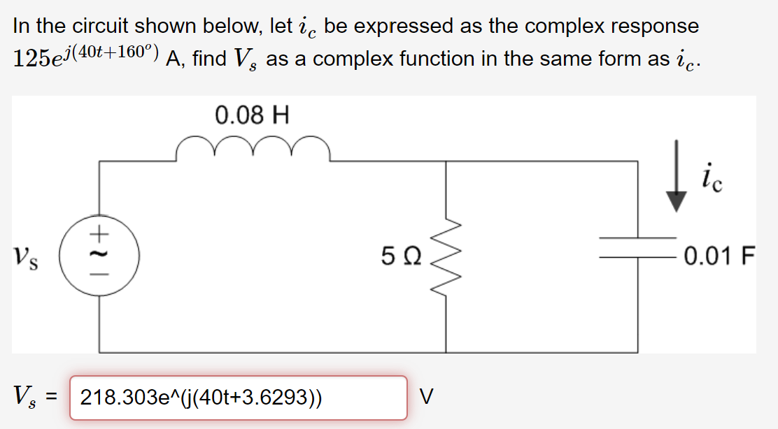 Solved In the circuit shown below, let ic be expressed as | Chegg.com