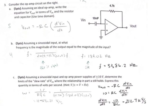 Solved 3. Consider the op-amp circuit on the right. a. | Chegg.com