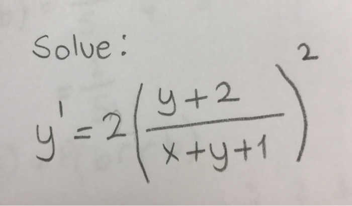 Solved Solve: y' = 2 (y + 2/x + y + 1)^2 | Chegg.com