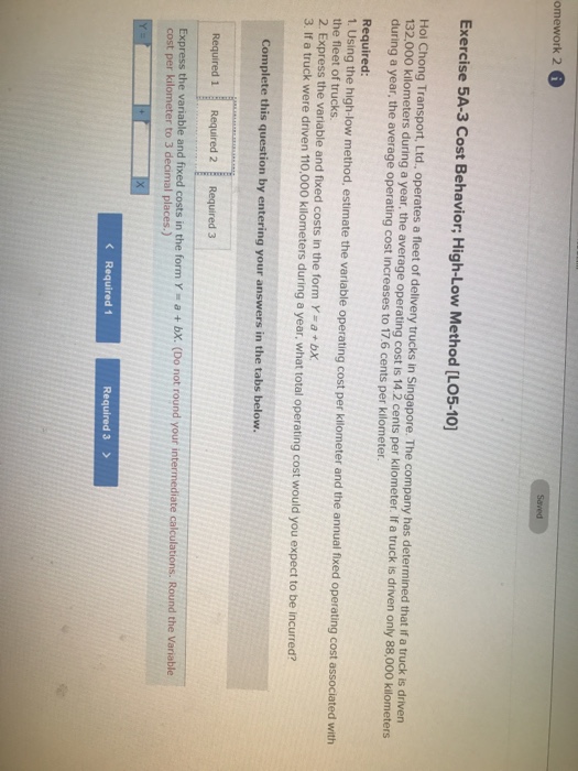 Solved Required information Exercise 5A-4 High-Low Method; | Chegg.com