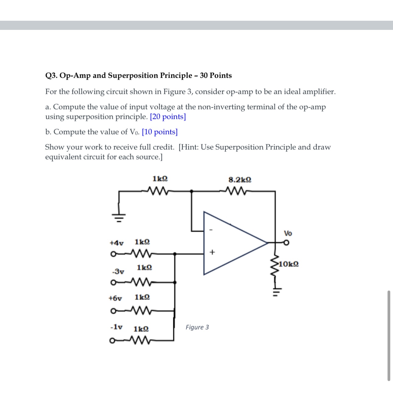 Solved Q3. Op-Amp and Superposition Principle - 30 Points | Chegg.com