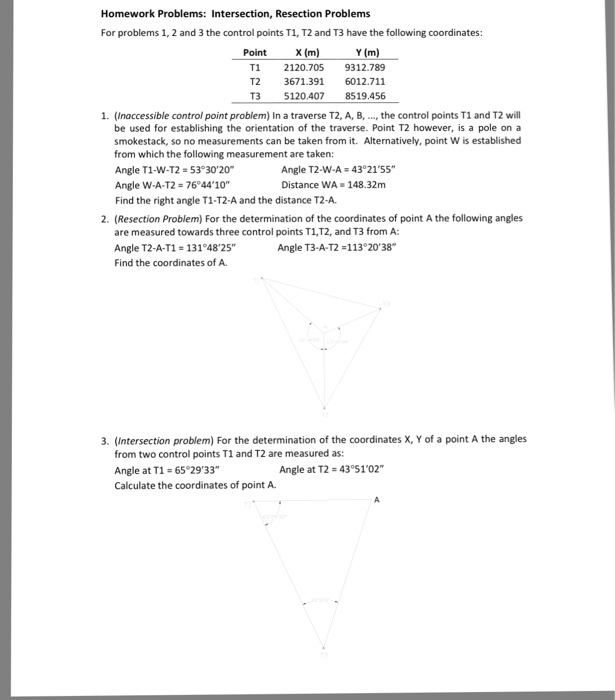 Solved Homework Problems: Intersection, Resection Problems | Chegg.com