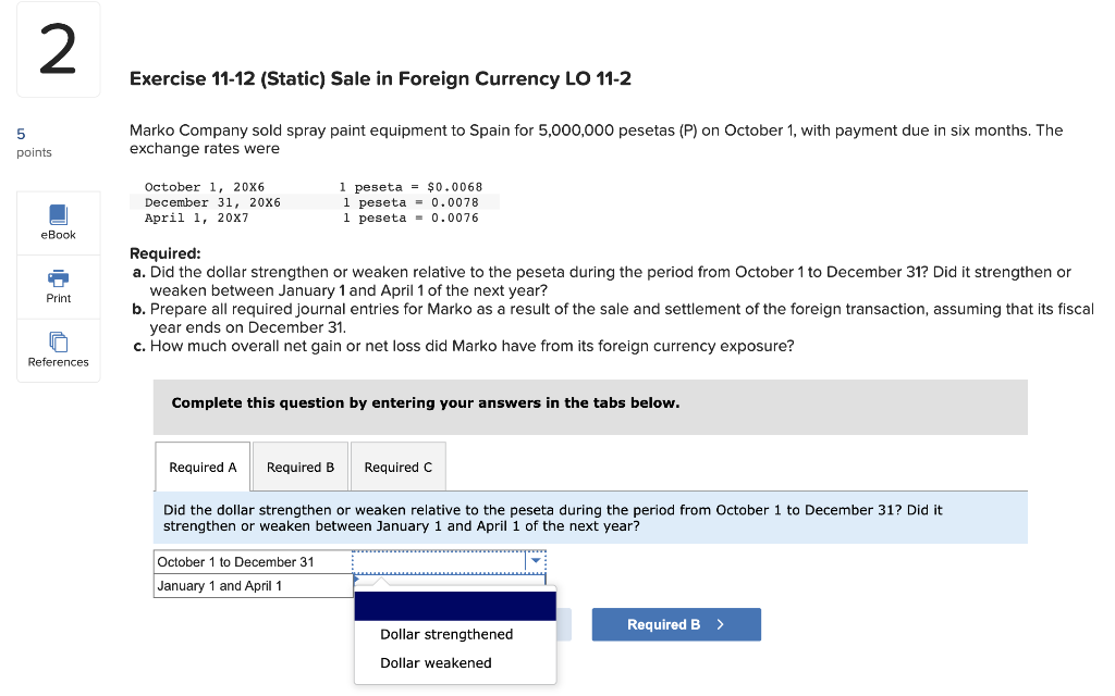 Solved Exercise 11-12 (Static) Sale in Foreign Currency LO | Chegg.com