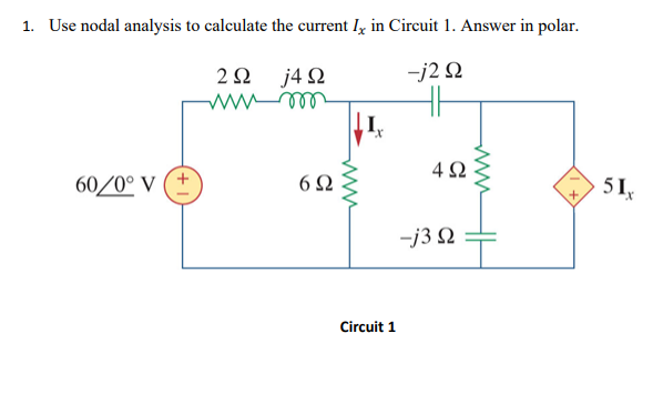 Solved 1. Use nodal analysis to calculate the current \\( | Chegg.com