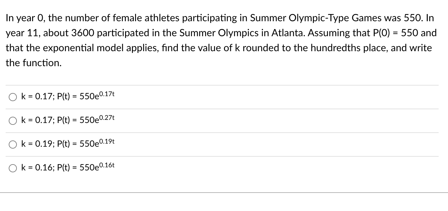 Solved In year 0, the number of female athletes | Chegg.com