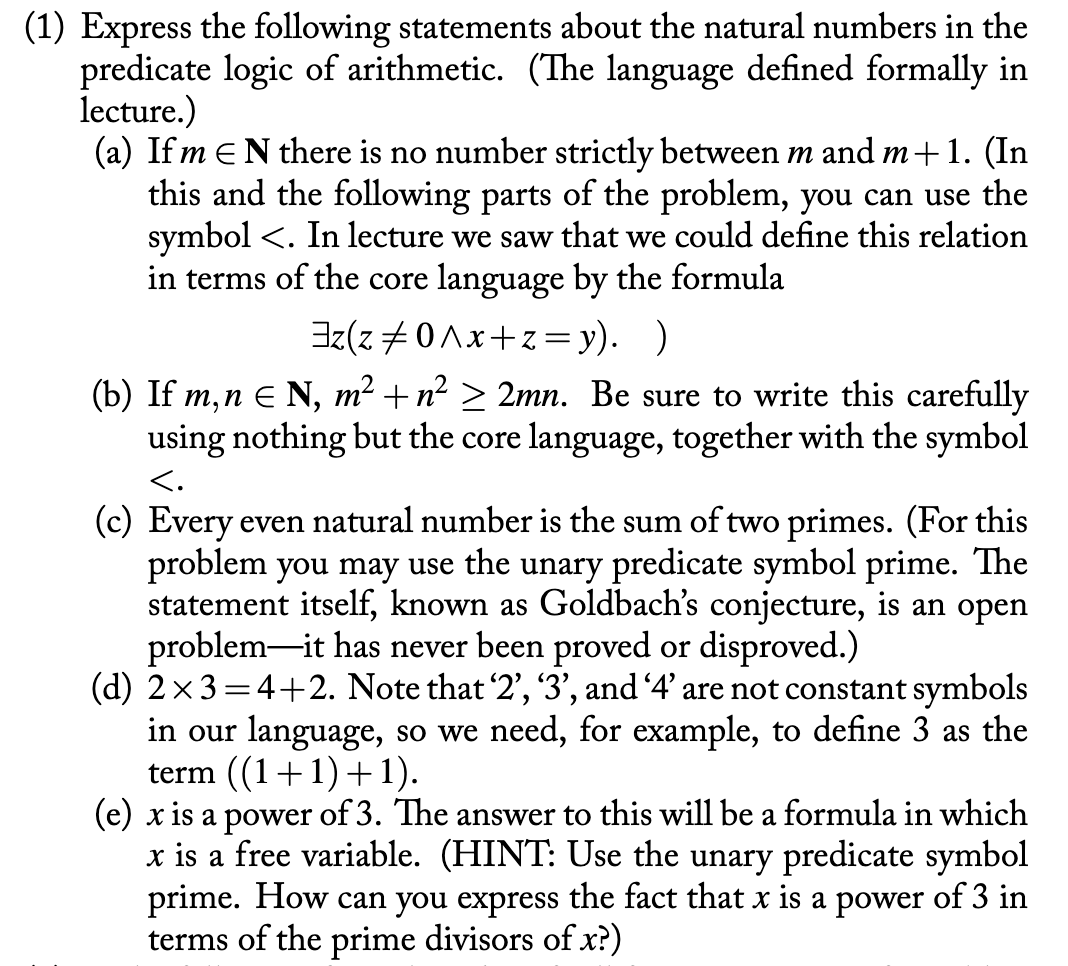 Solved Express the following statements about the natural | Chegg.com
