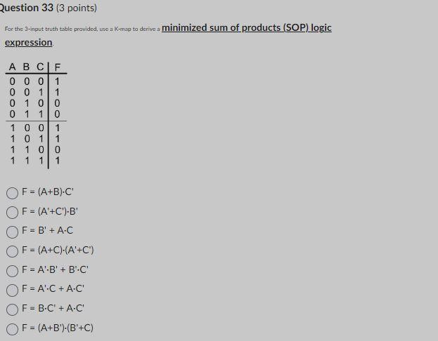 Solved Far The 3 Input Truth Tole Provided Use Ak Map To 0637