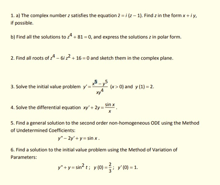 Solved 1. a) The complex number z satisfies the equation z | Chegg.com