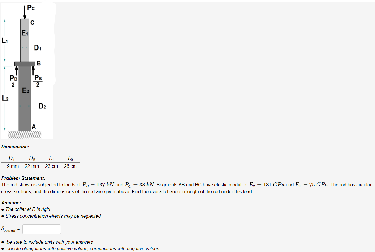 Solved L₁ 5 E₁ w 8 C D₁ B PB 2 A D₂ Dimensions: D₁ L2 19 mm | Chegg.com