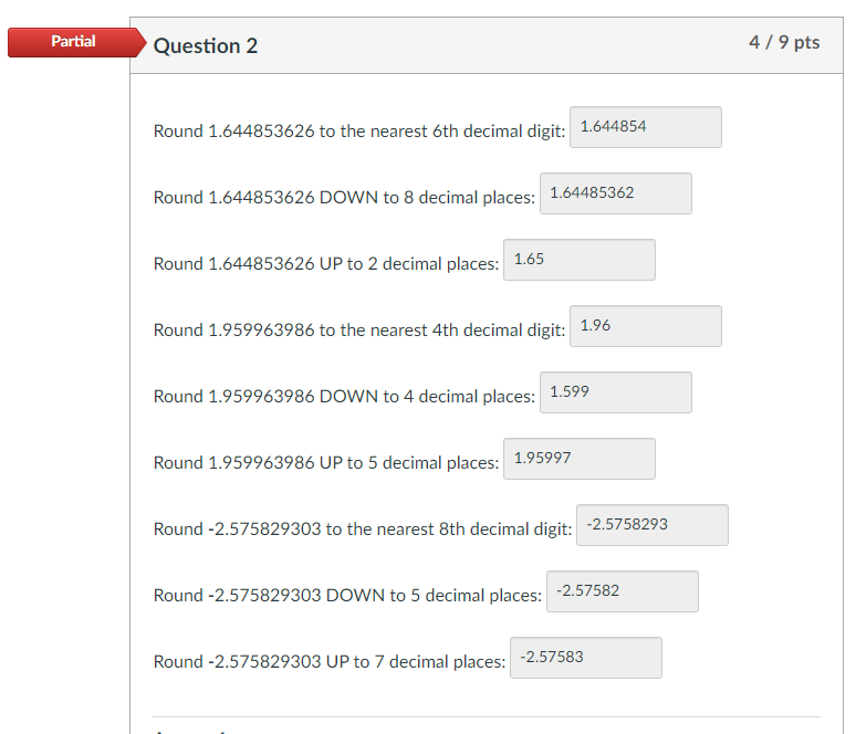 Solved Round 1.644853626 to the nearest 6th decimal digit: | Chegg.com