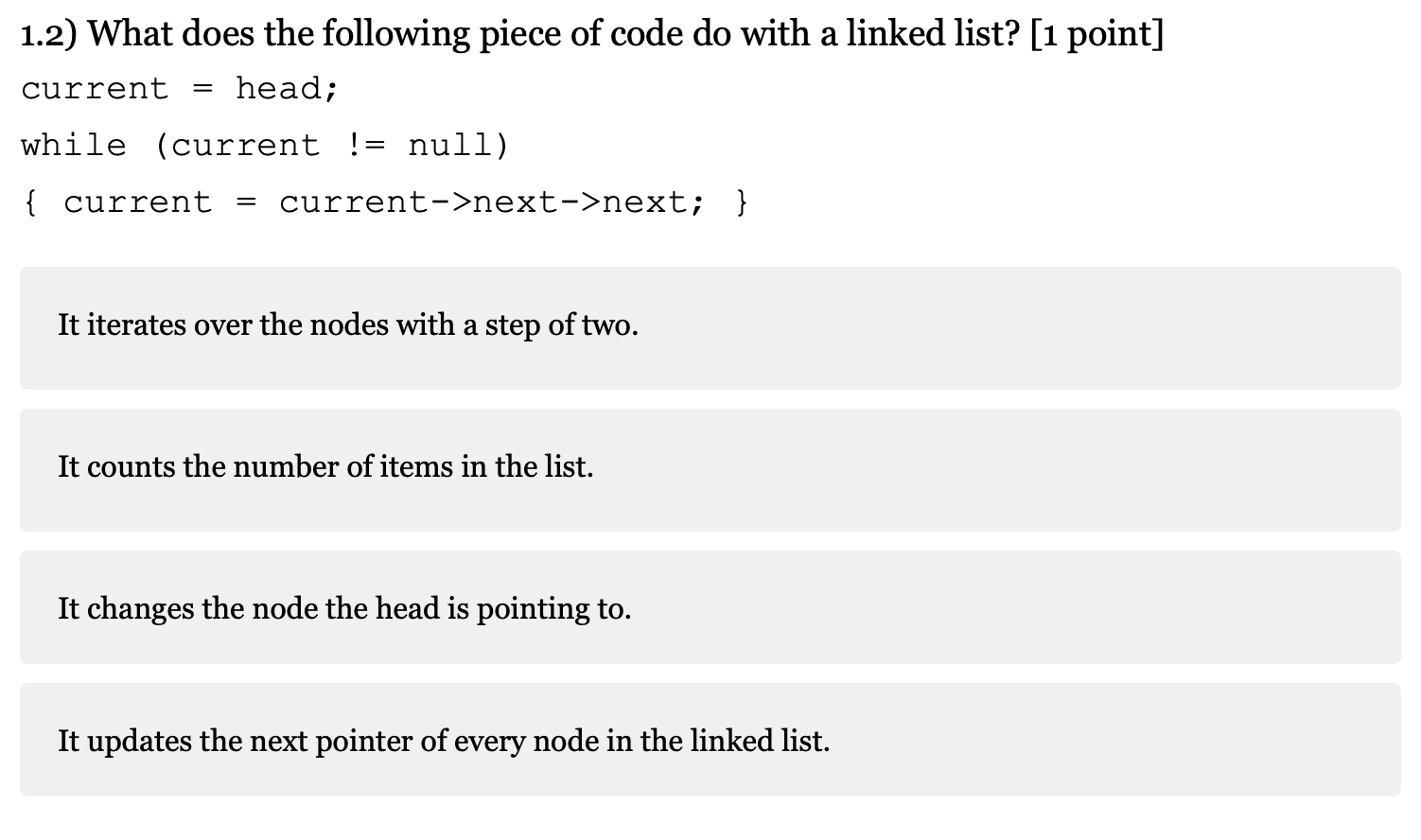 Solved 1.2) What does the following piece of code do with a | Chegg.com