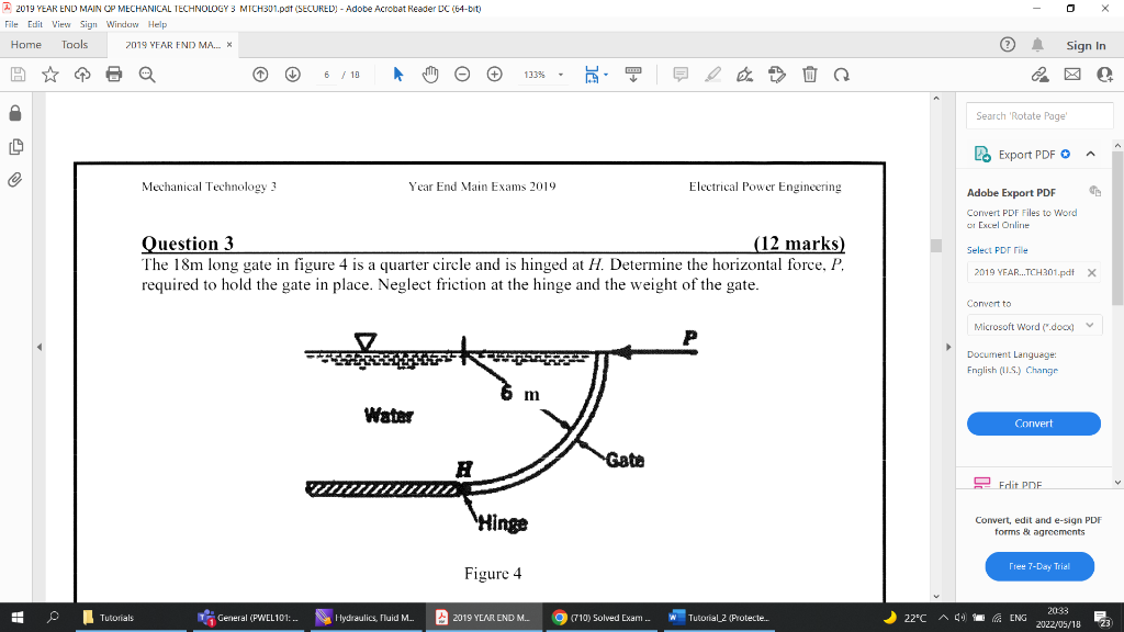 Solved 2019 YEAR END MAIN OP MECHANICAL TECHNOLOGY 3 | Chegg.com