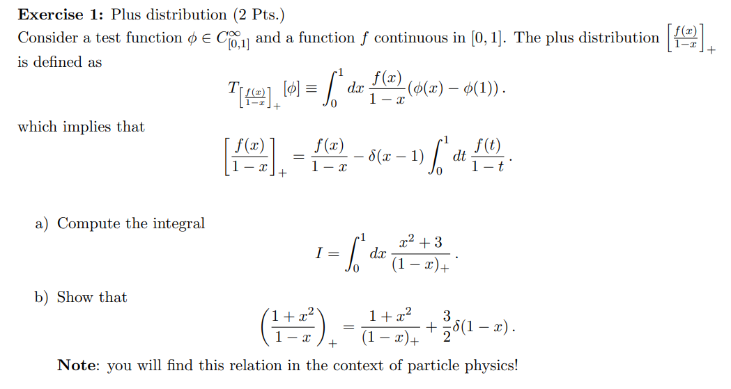 Exercise 1: Plus distribution (2 Pts.) Consider a | Chegg.com