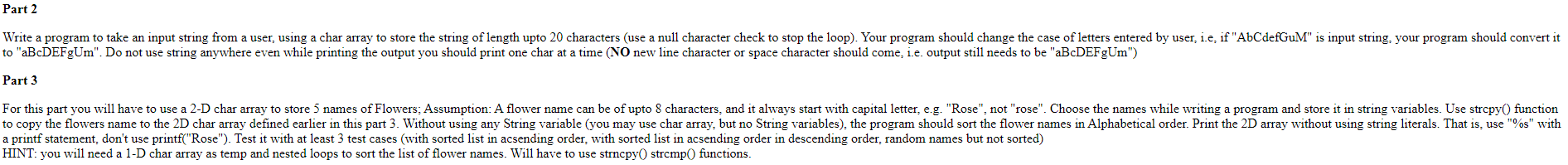 Solved Part 3 a printf statement, don't use printf("Rose"). | Chegg.com