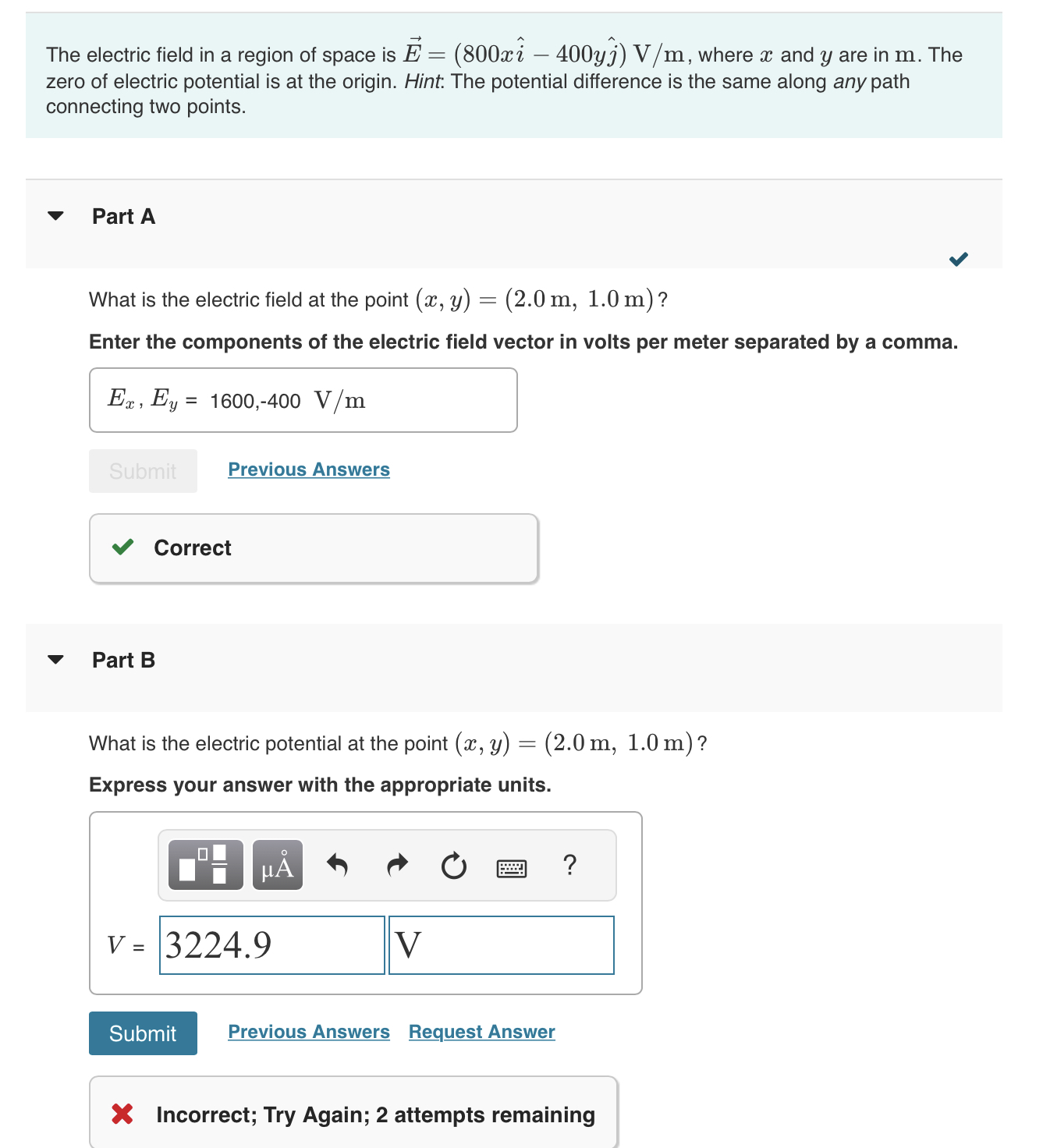 Solved The Electric Field In A Region Of Space Is