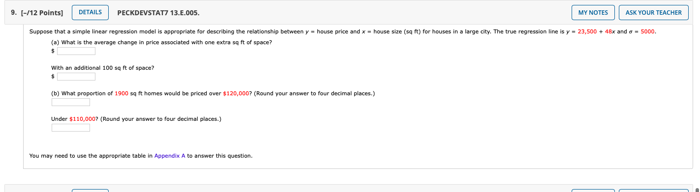 Solved 9. [-/12 Points] DETAILS PECKDEVSTAT7 13.E.005. MY | Chegg.com