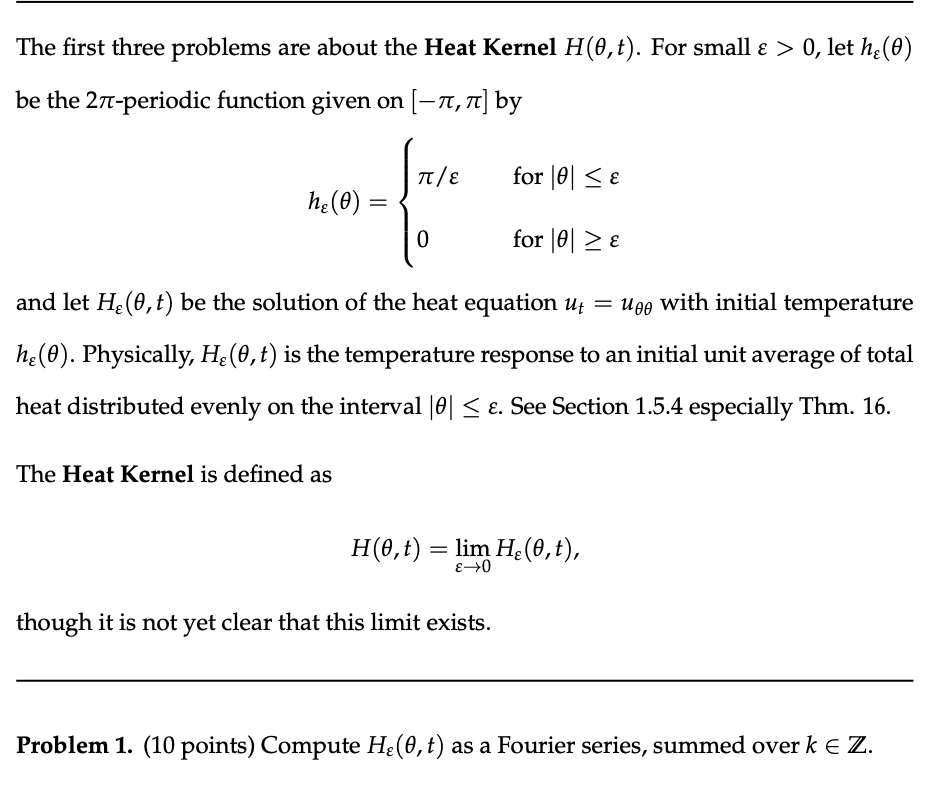 Solved The first three problems are about the Heat Kernel | Chegg.com