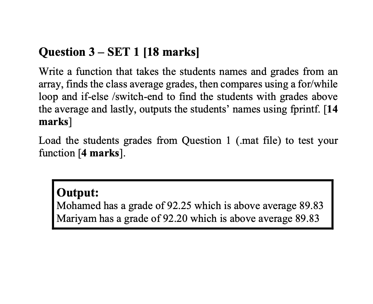 Solved Question 3 -SET 1 [18 marks] Write a function that | Chegg.com