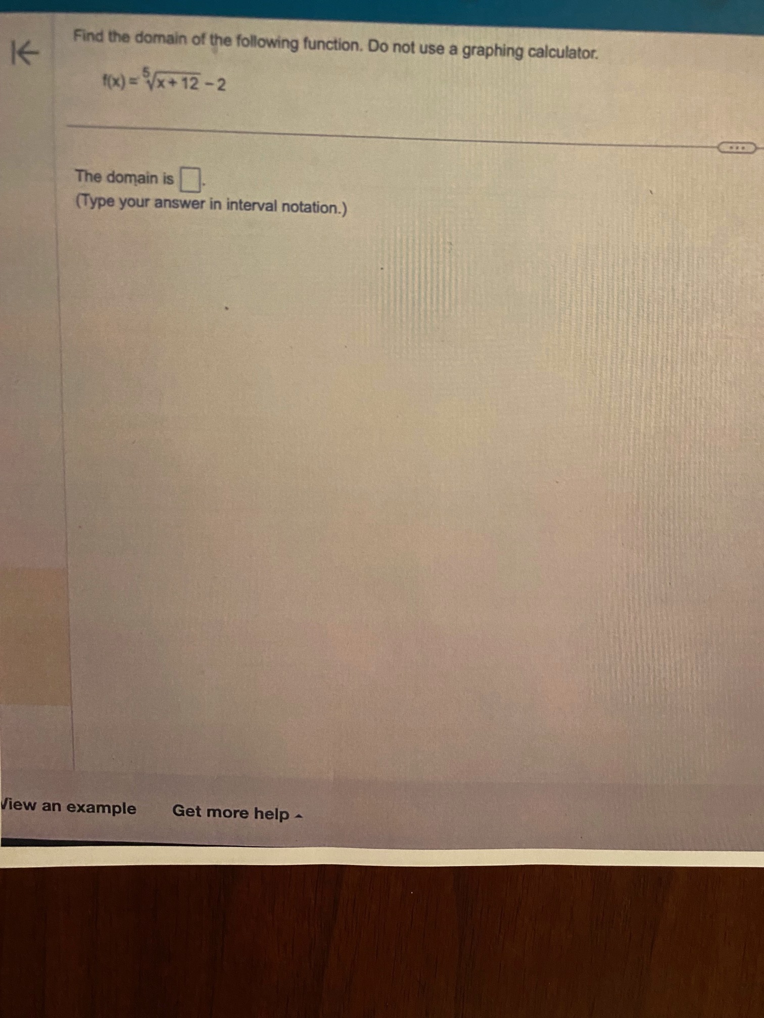 Solved Find the domain of the following function. Do not use | Chegg.com