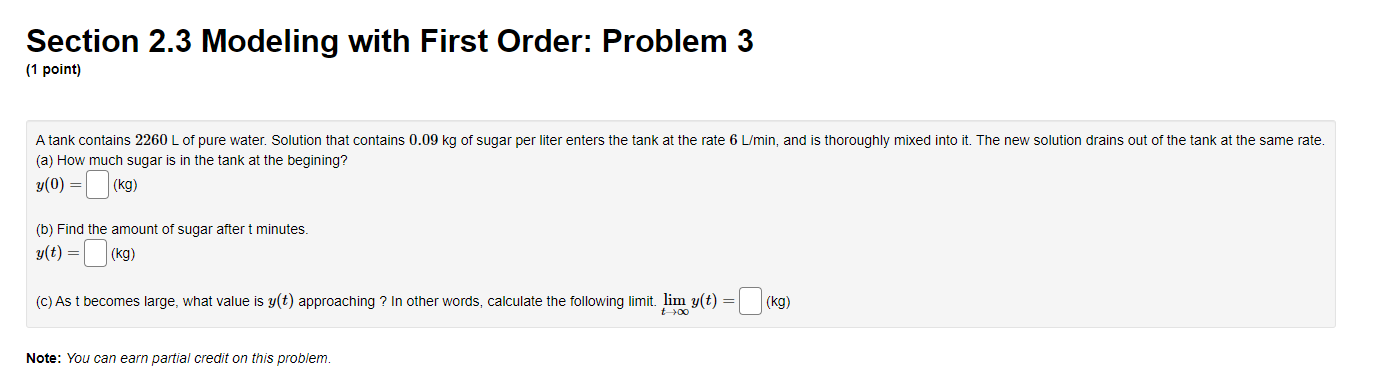 Solved Section 2 3 Modeling With First Order Problem 3 1