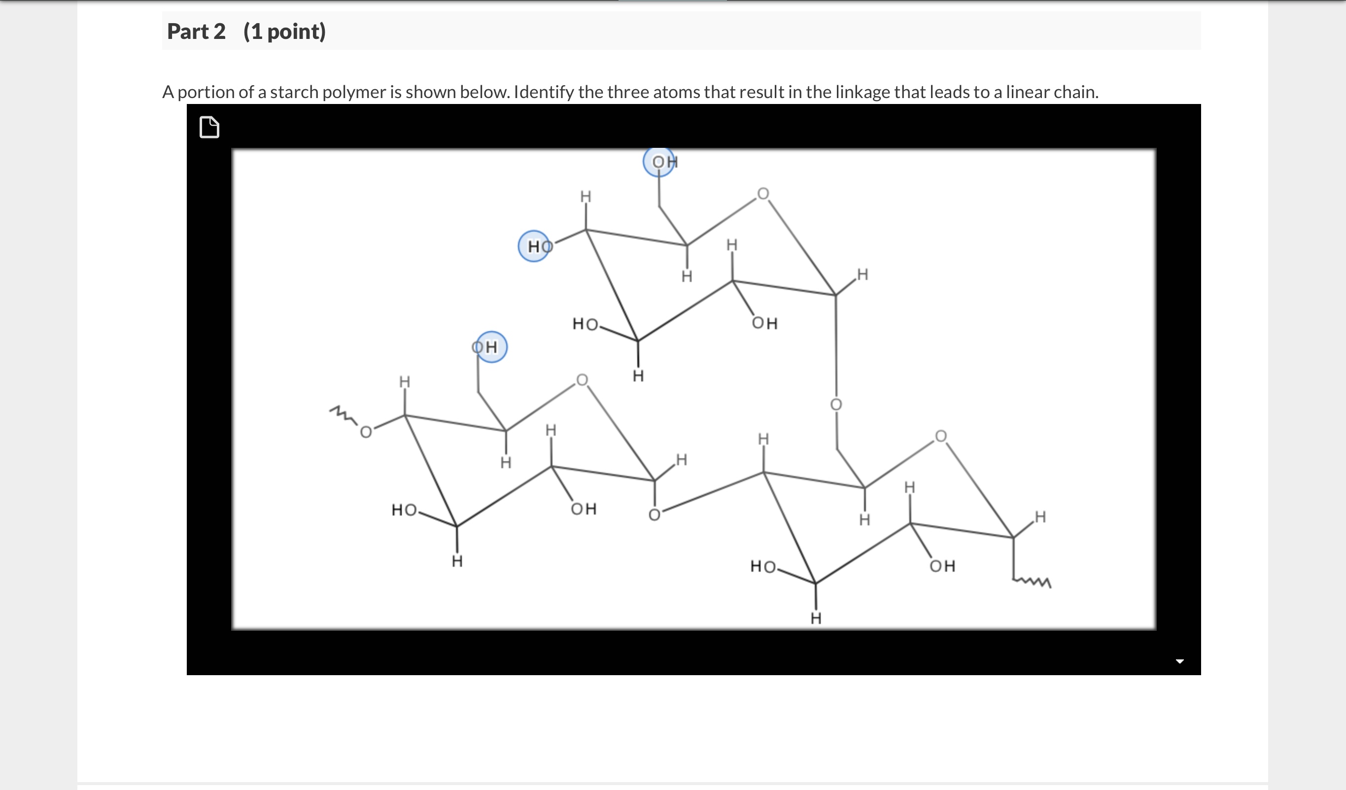 Solved A portion of a starch polymer is shown below. | Chegg.com