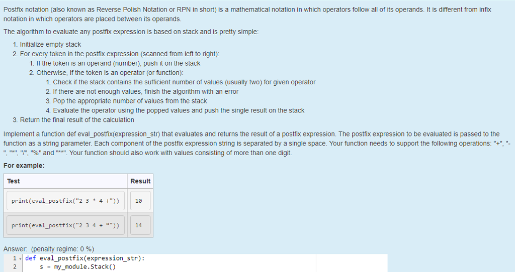 Solved Postfix Notation Also Known As Reverse Polish 
