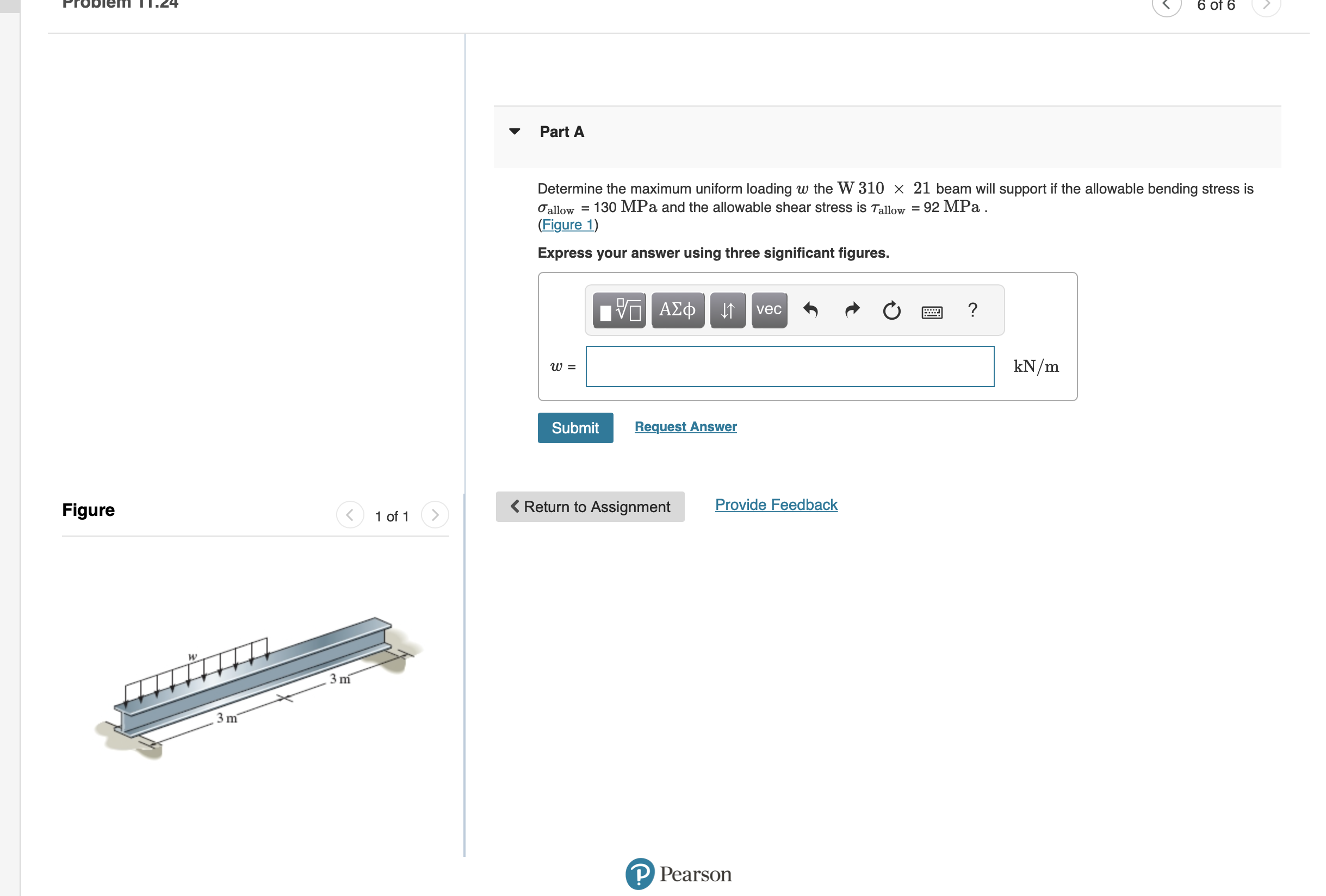 Solved Determine the maximum uniform loading w the W310×21 | Chegg.com