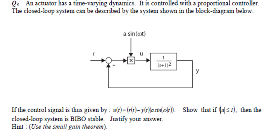 Q3 An actuator has a time-varying dynamics. It is | Chegg.com