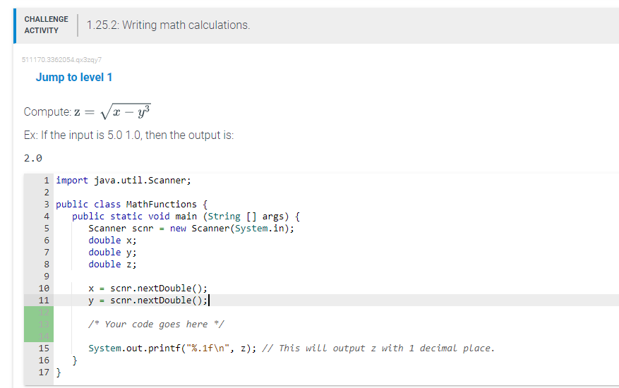 Solved CHALLENGE ACTIVITY 1.25.2: Writing math calculations. | Chegg.com Solved CHALLENGE ACTIVITY 1.25.2: Writing math calculations. | Chegg.com