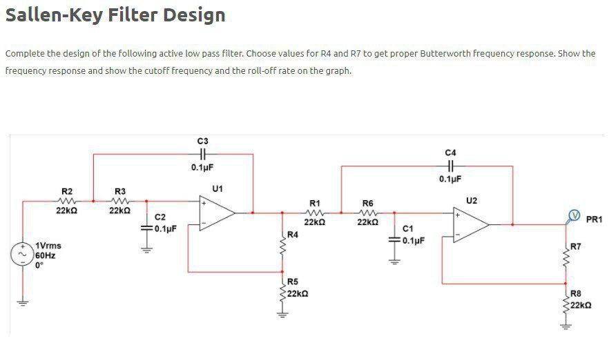 Solved Sallen-Key Filter Design Complete the design of the | Chegg.com