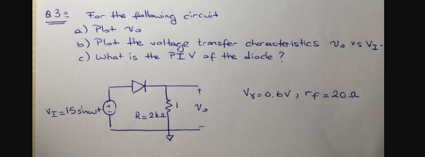 Solved Q33 For the following circuit a) Plot vo b) Plot the | Chegg.com