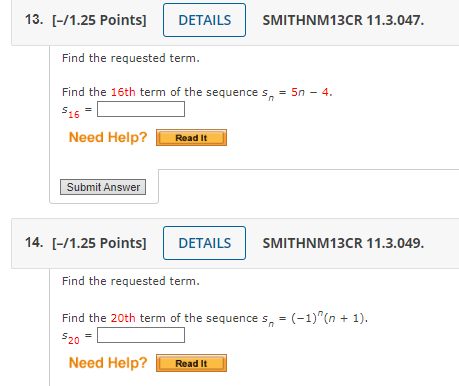 Solved Find the 16 th term of the sequence sn=5n−4. s16= | Chegg.com