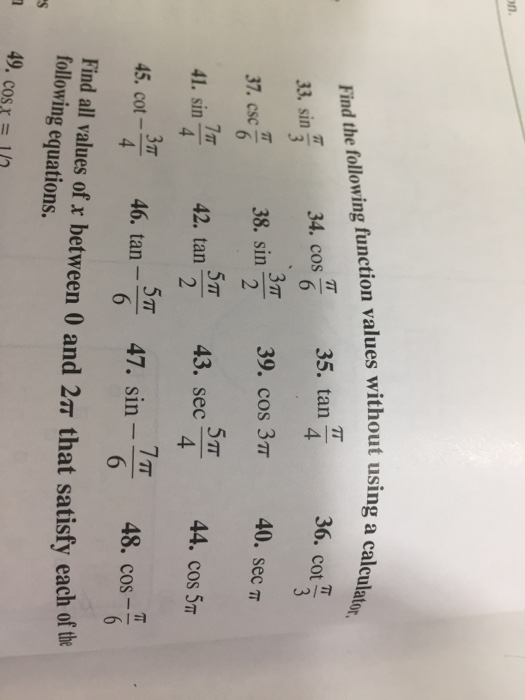 Solved on. Find the following function values without usi | Chegg.com