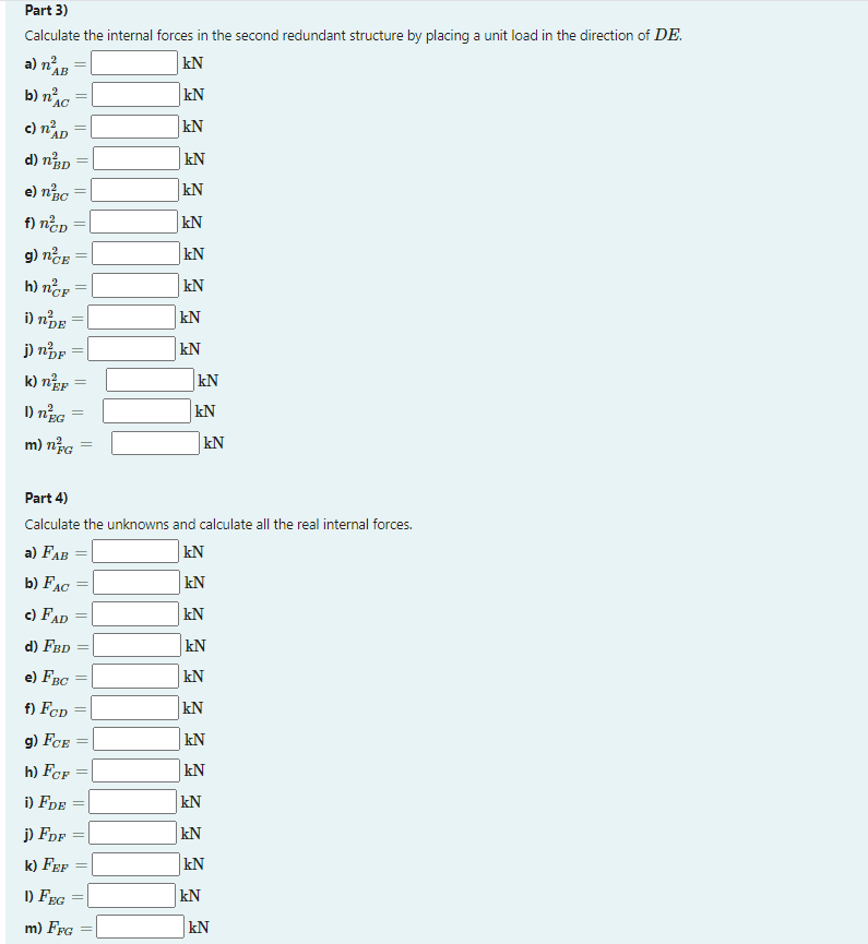 Solved Using the force method, determine all member forces | Chegg.com