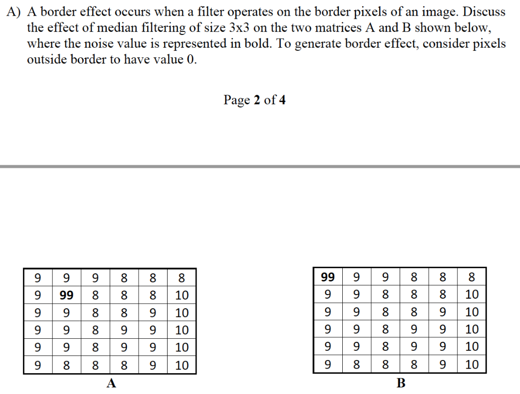 Solved A) A border effect occurs when a filter operates on | Chegg.com