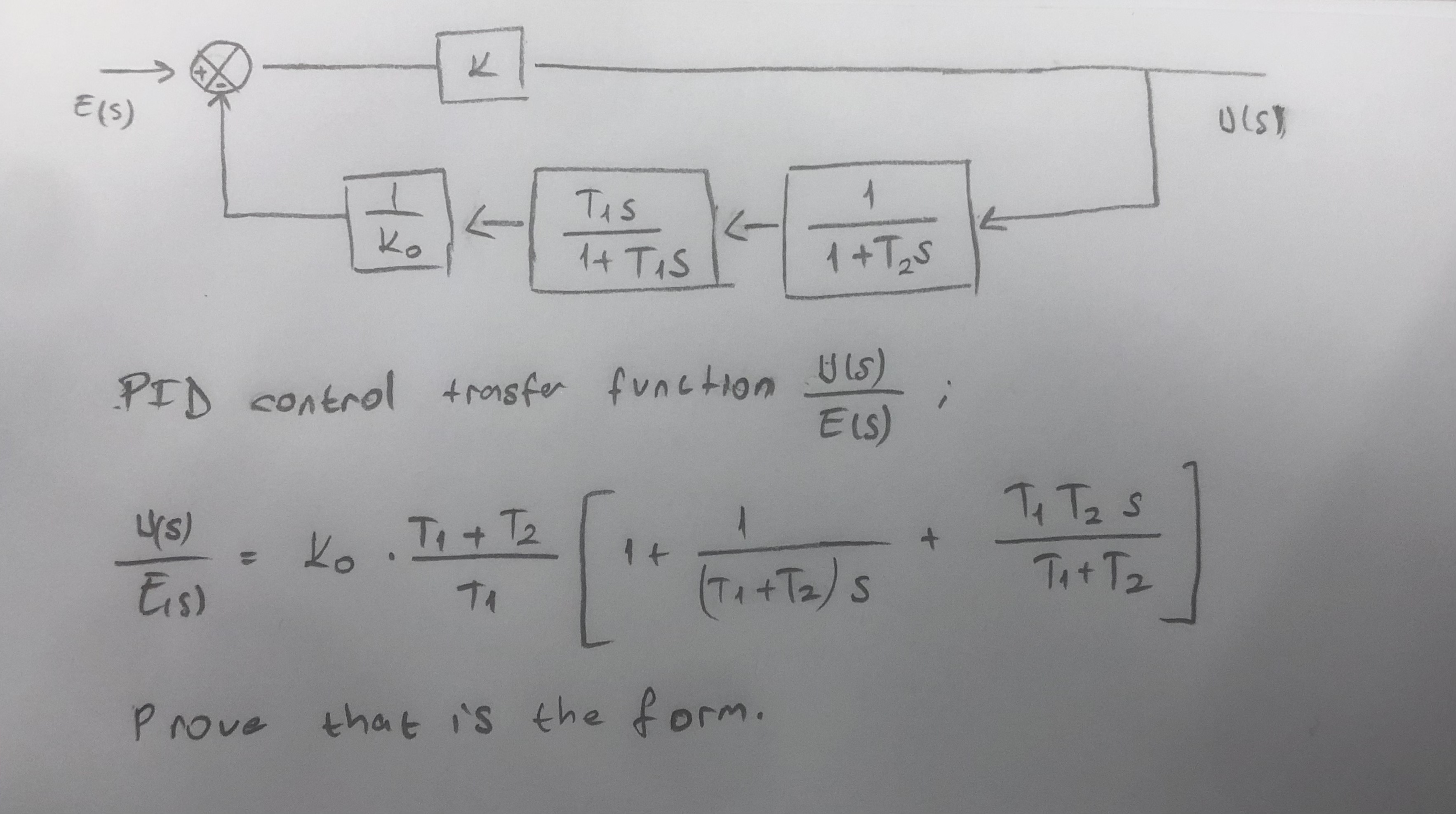 Solved PID control trasfer function | Chegg.com