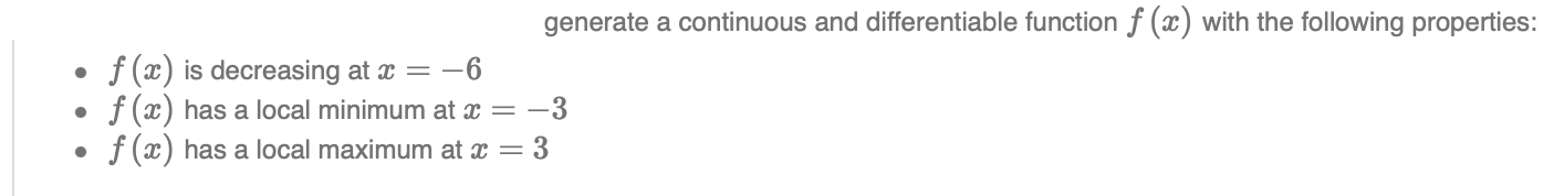 Solved generate a continuous and differentiable function | Chegg.com