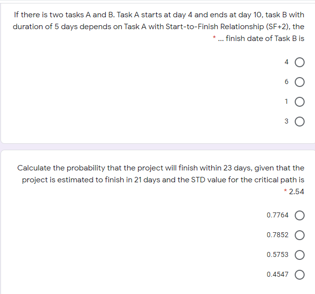 Solved If there is two tasks A and B. Task A starts at day 4 | Chegg.com
