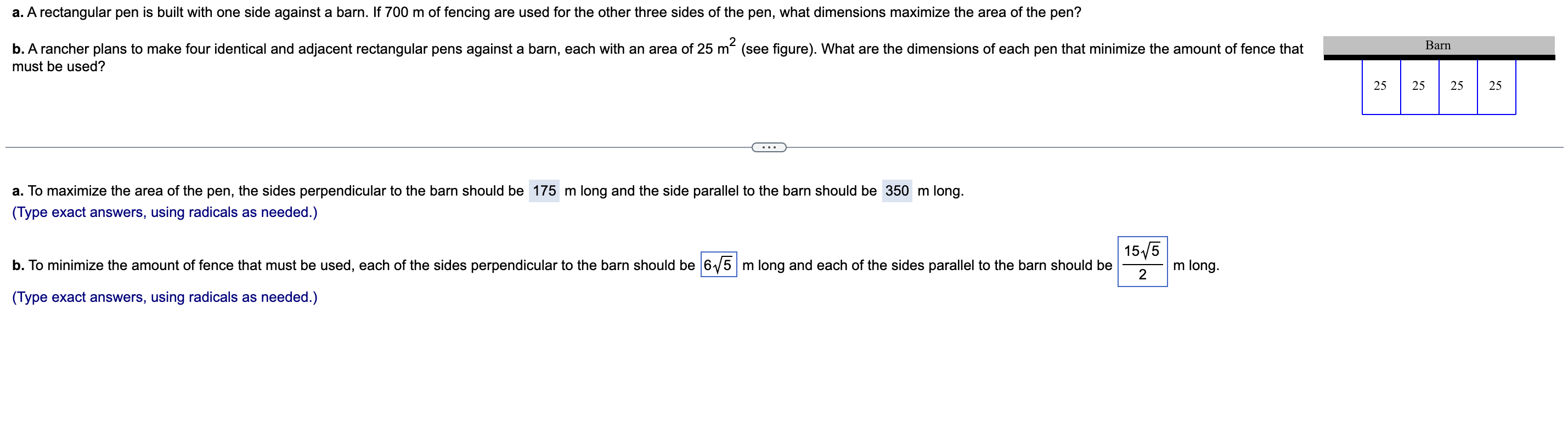 Solved a. A rectangular pen is built with one side against a | Chegg.com