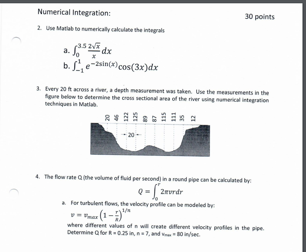 30 points Numerical Integration: 2. Use Matlab to | Chegg.com