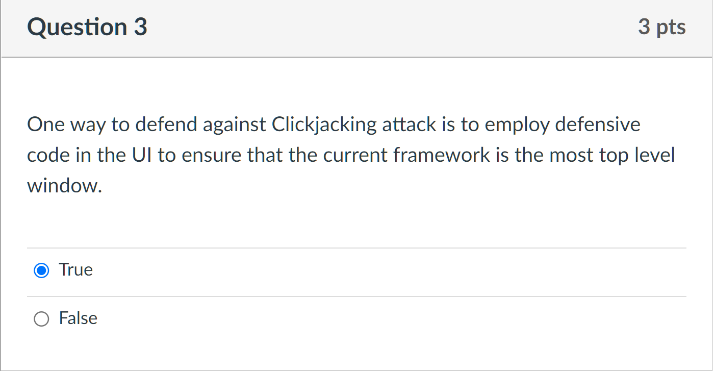 Solved One Way To Defend Against Clickjacking Attack Is To 