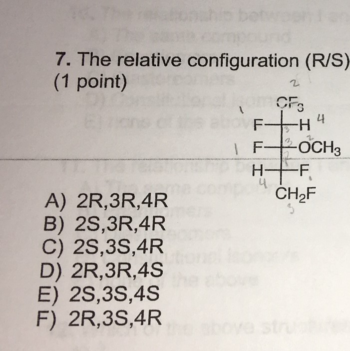 Solved The relative configuration (R/S) of the chiral atoms | Chegg.com