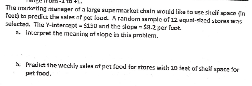 Solved Talige rom -1 to +1. The marketing manager of a large | Chegg.com