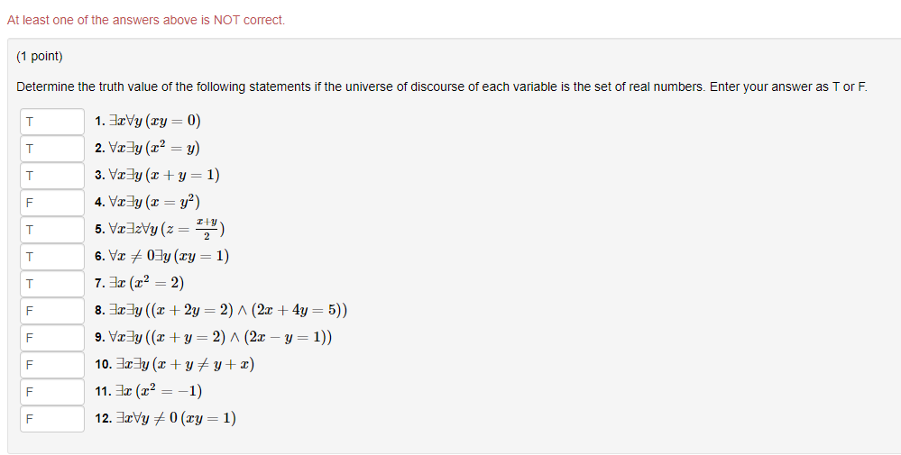 Solved Determine The Truth Value Of The Following Statements