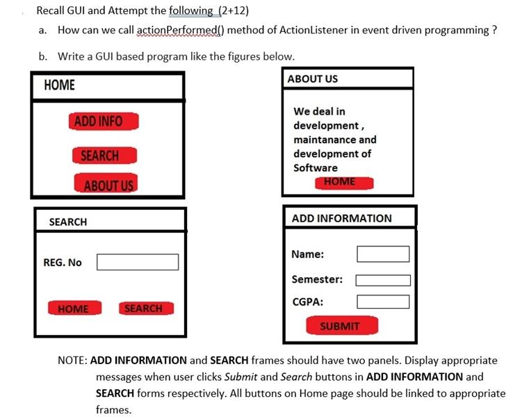 Solved Recall GUI and Attempt the following (2+12) a. How | Chegg.com
