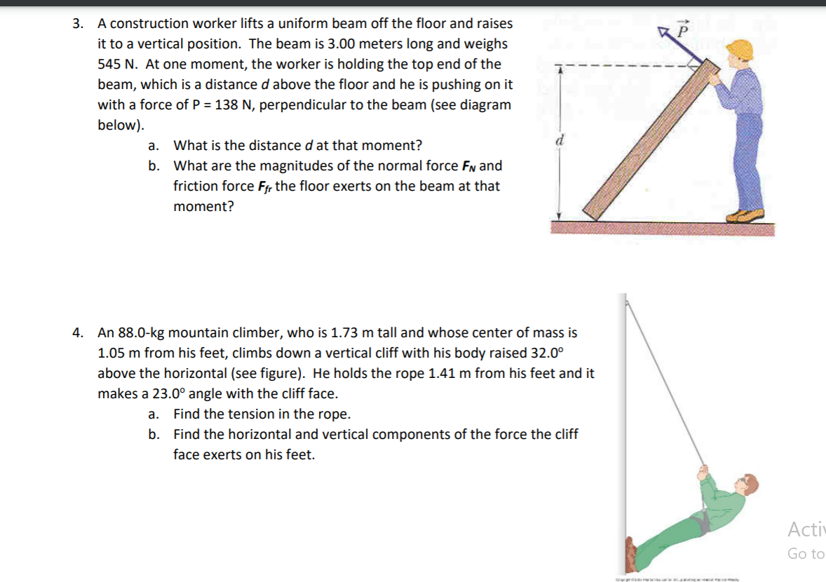 Solved 3. A construction worker lifts a uniform beam off the | Chegg.com